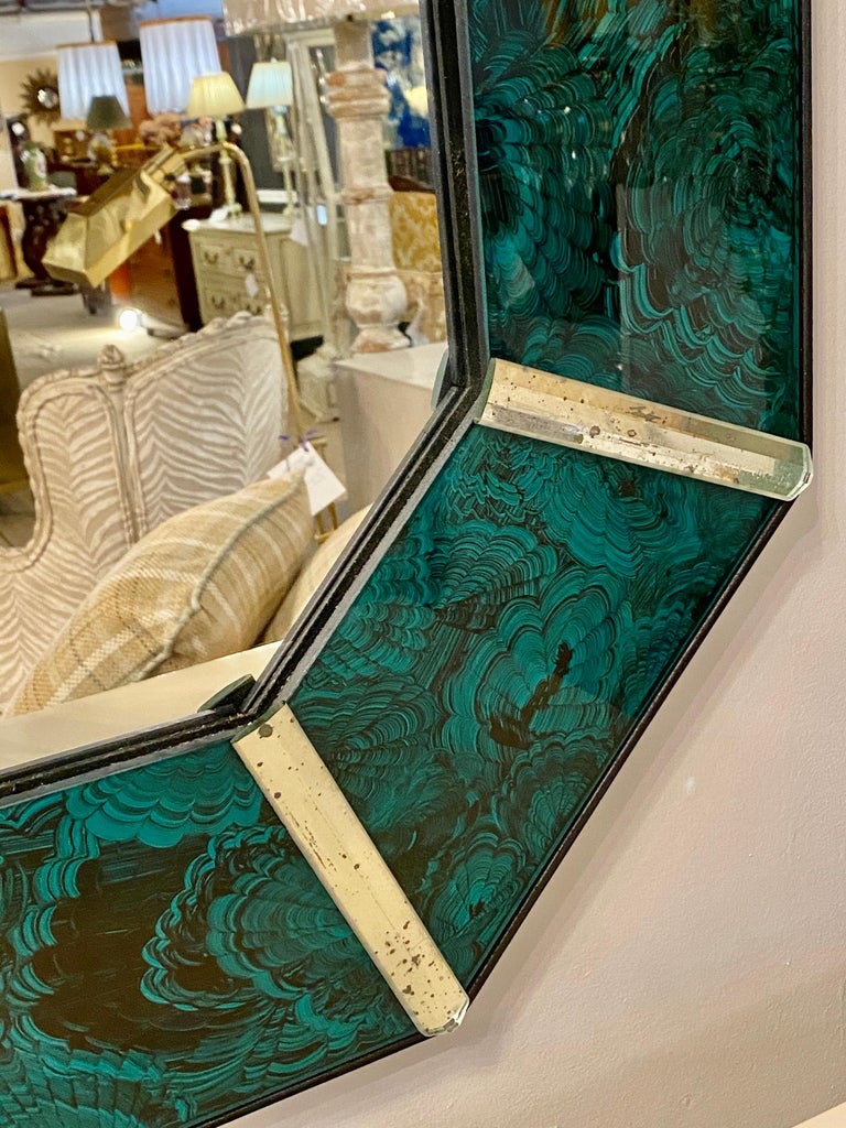 Hollywood Regency Octagonal Wall Mirrors Antiqued Malachite Style For ...