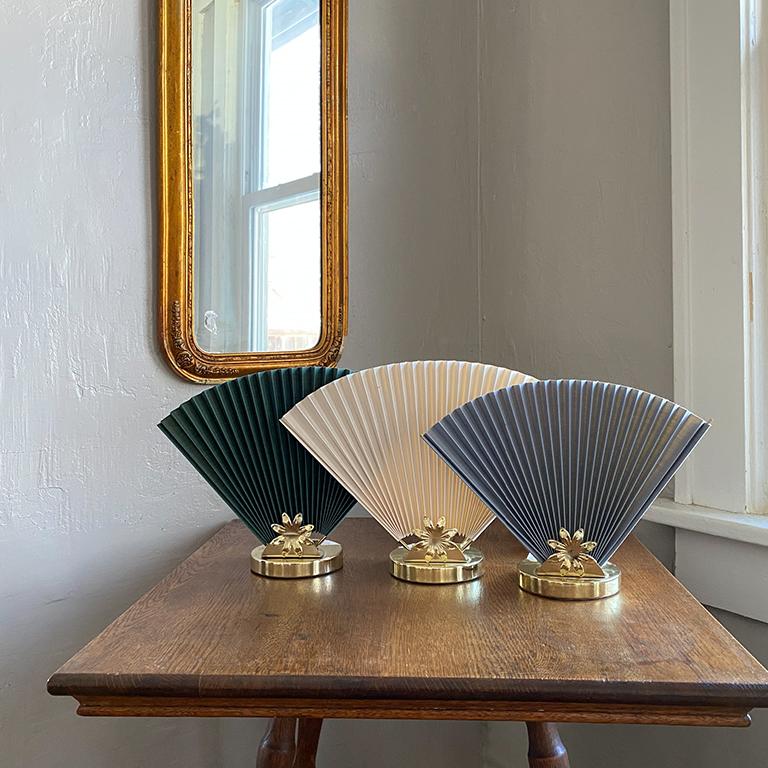 Hollywood Regency or Chinoiserie Accordion Fan Table Lamp in Green and ...