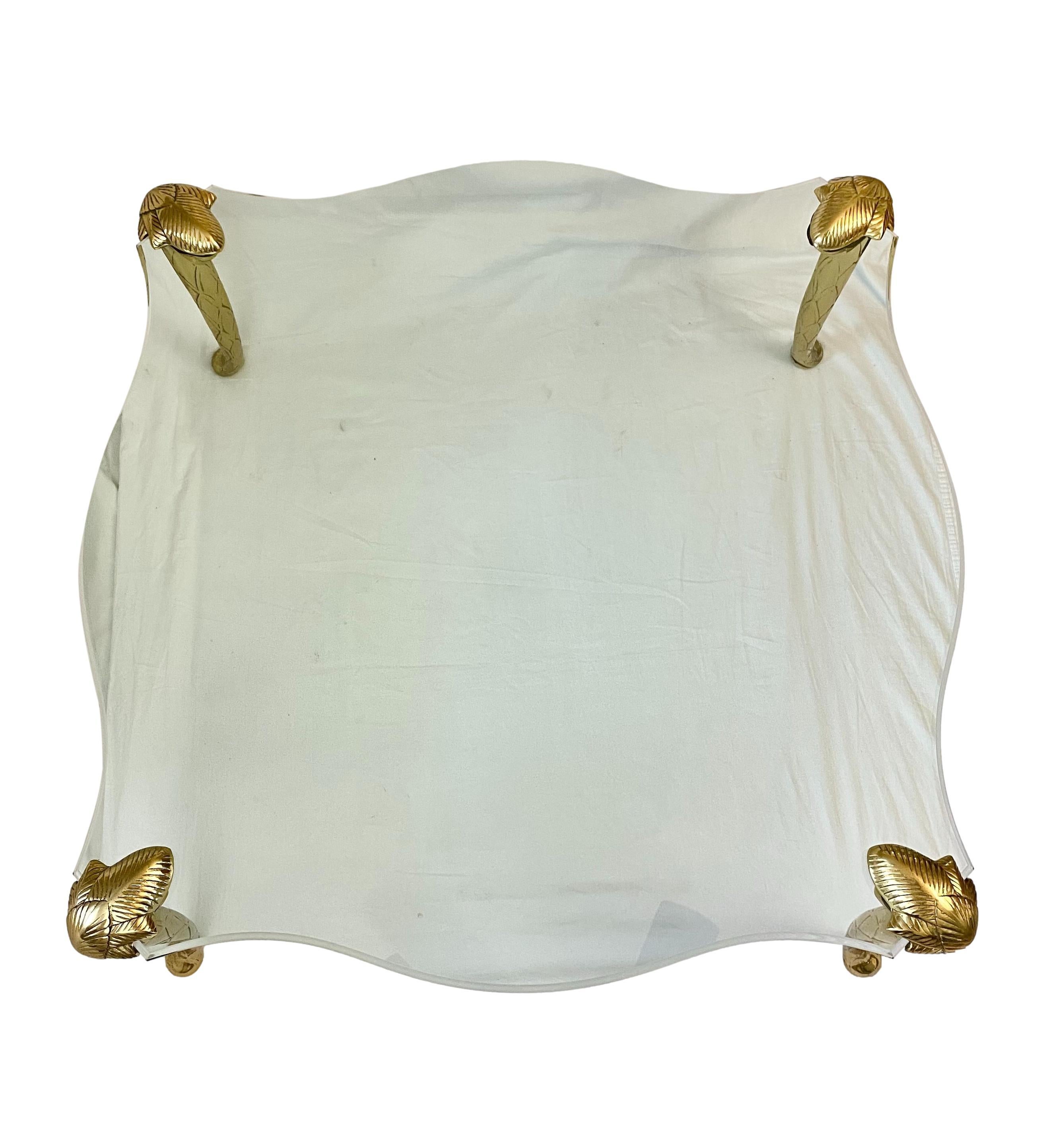 Hollywood Regency P. E. Guerin Style Brass Floating Glass Coffee Table ...