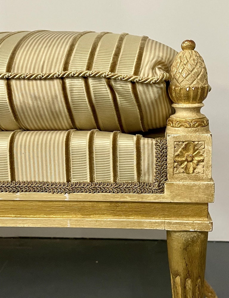 Hollywood Regency Paint Decorated Window Bench, Footstool, Sprayed Leg ...