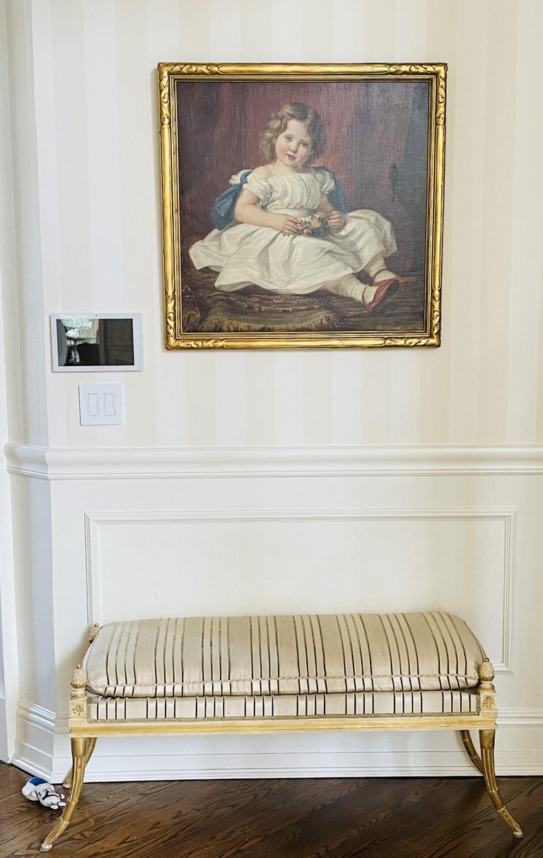 Hollywood Regency Paint Decorated Window Bench, Footstool, Sprayed Leg ...