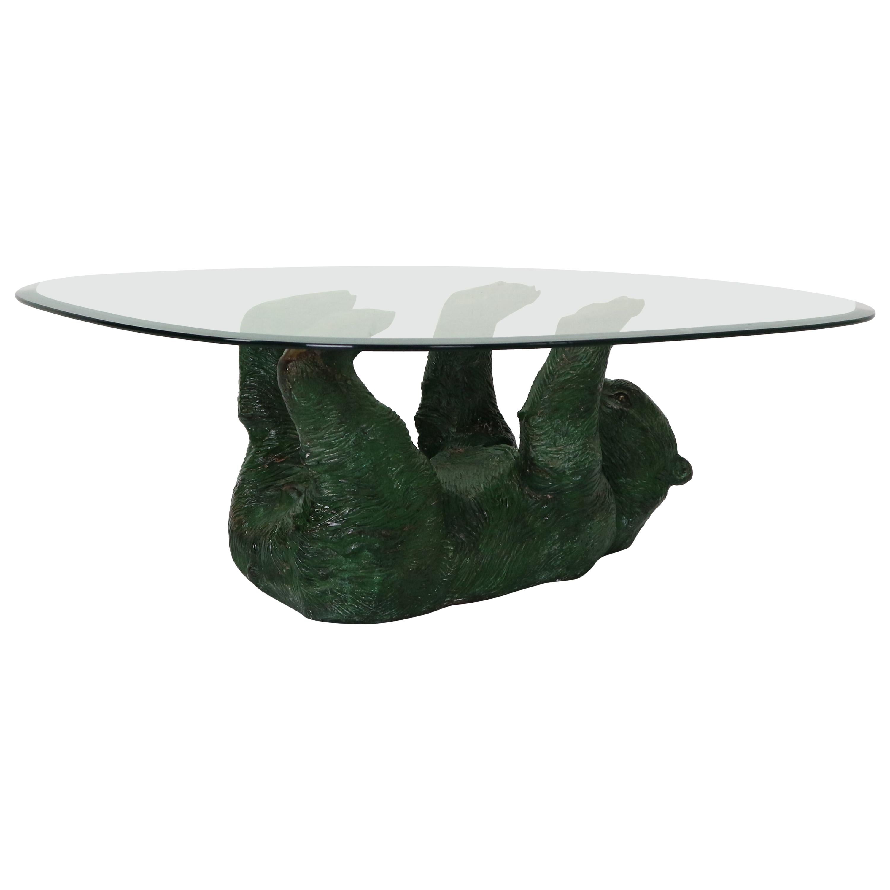 Hollywood Regency Rare Bronze Bear Coffee Table, Belgium, 1970s at 1stDibs