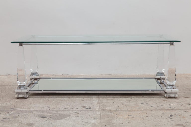Hollywood Regency Rectangular Lucite Obelisk Coffee Table For Sale at ...