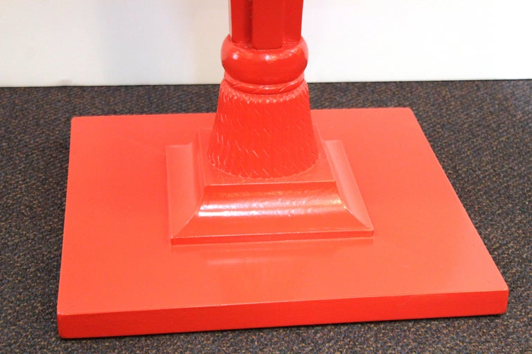 Hollywood Regency Red Side Tables with Sculpted Wood Drapery at 1stDibs