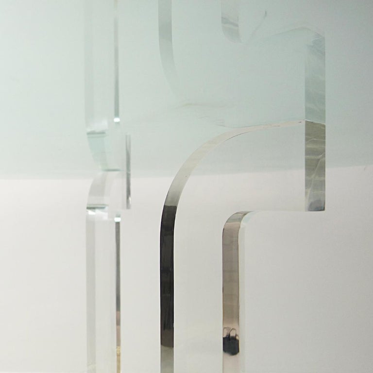 Hollywood Regency Round Dining Table Marble Foot, Plexiglass and Brass ...