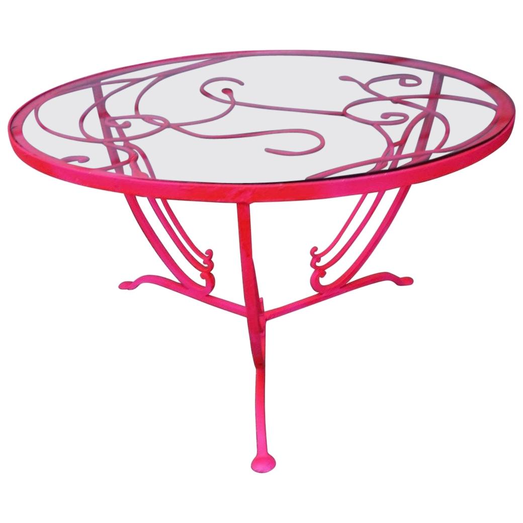 Hollywood Regency Salterini Neon Pink Wrought Iron Cocktail Coffee ...