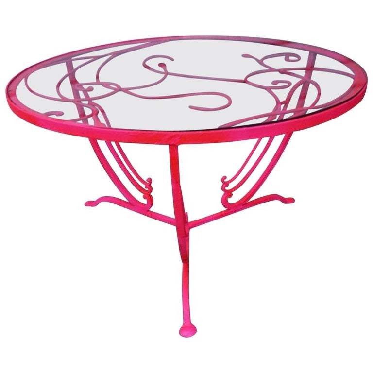 Hollywood Regency Salterini Neon Pink Wrought Iron Cocktail Coffee ...