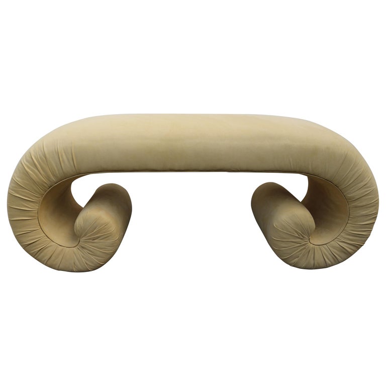 Hollywood Regency Scroll Bench at 1stDibs