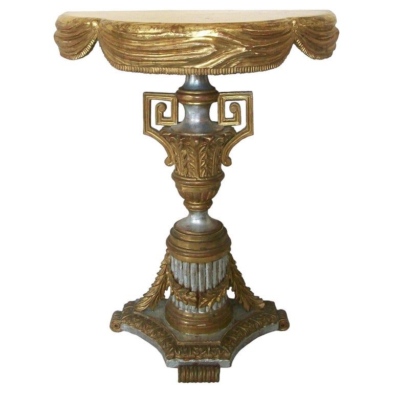 Hollywood Regency Silver and Gold Giltwood Console Table, Italy, circa ...