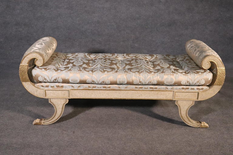 Hollywood Regency Silver Leafed Carved Gondola Form Bench Chaise, C1990 ...