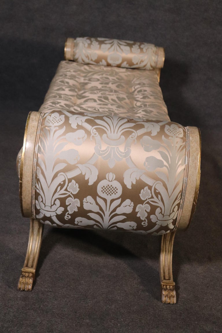 Hollywood Regency Silver Leafed Carved Gondola Form Bench Chaise, C1990 ...