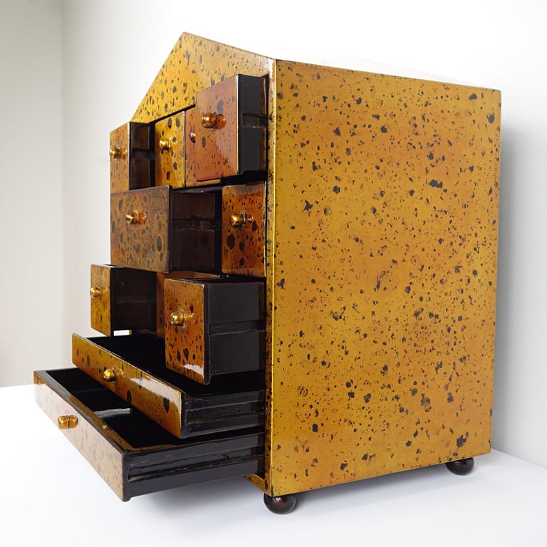 Hollywood Regency Small Chest of Drawers Made of Gold Lacquered Wood ...