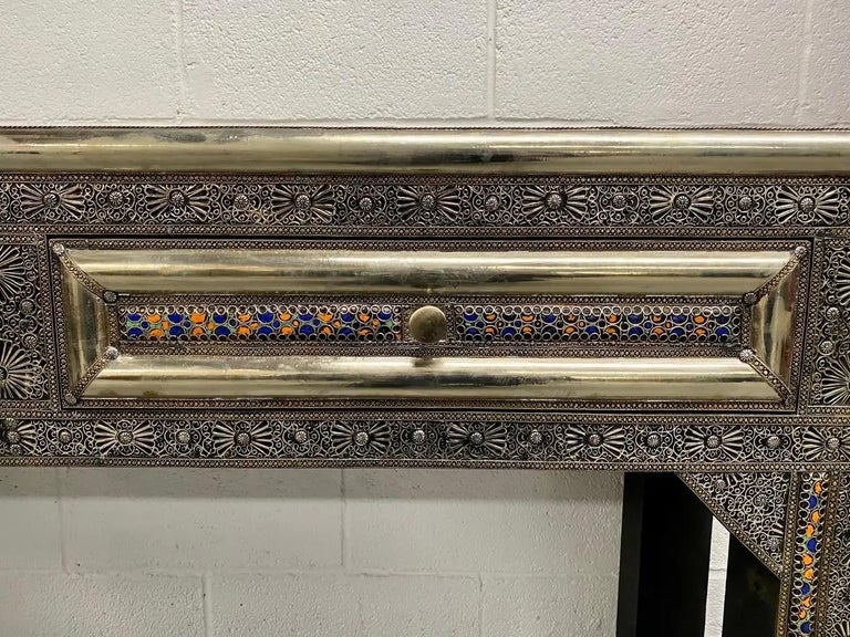 Hollywood Regency Style Silver Console, Desk or Table in Filigree ...