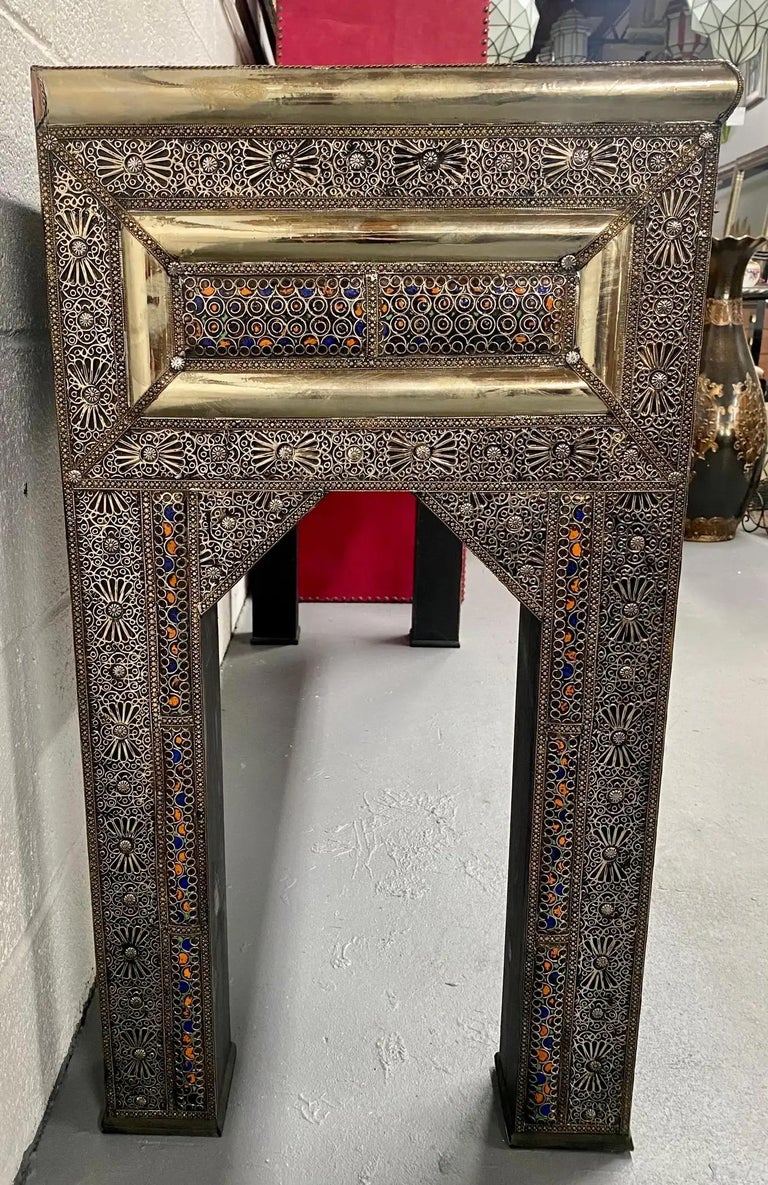 Hollywood Regency Style Silver Console, Desk or Table in Filigree ...