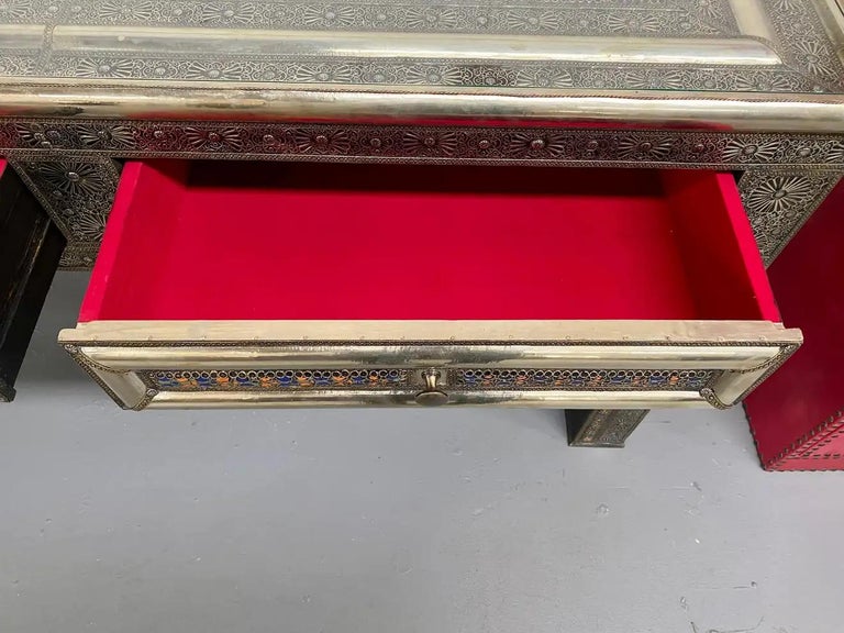 Hollywood Regency Style Silver Console, Desk or Table in Filigree ...