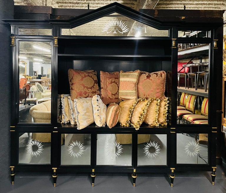 Hollywood Regency Style Ebony Cabinet, Bookcase, Entertainment Unit ...