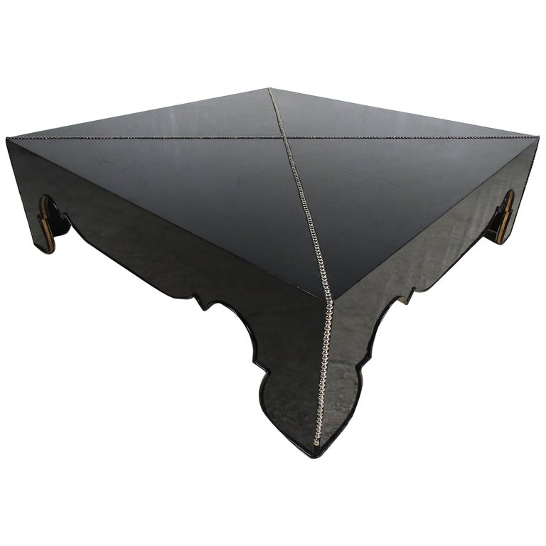 Hollywood Regency Style Faux-Snakeskin Studded Coffee Table For Sale at ...