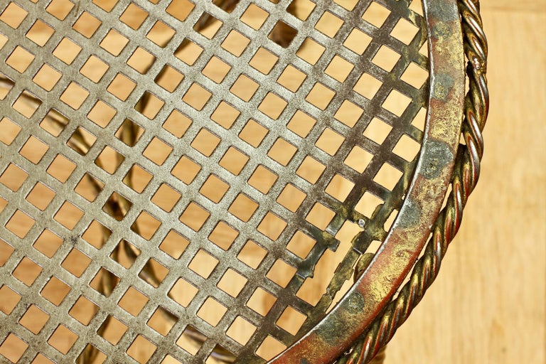 Hollywood Regency Style Gilt Wrought Iron Rope and Tassel Bench or ...