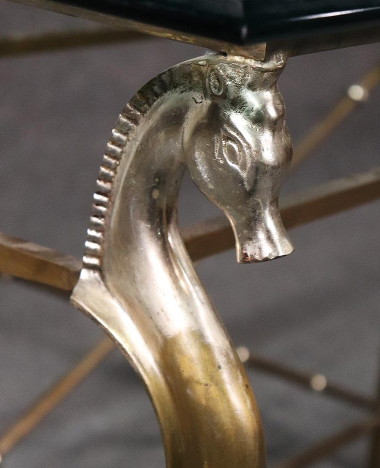 Maison Charles Attributed Horse Head Steel and Glass Top Console Table ...