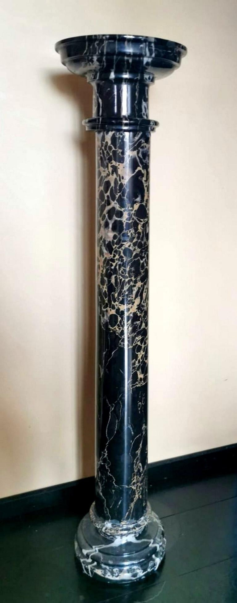 Hollywood Regency Style Italian Column in Portoro Marble at 1stDibs