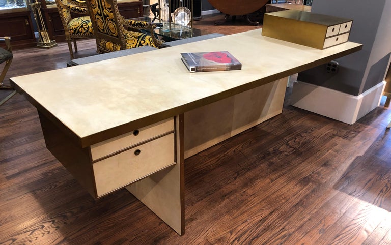 Hollywood Regency Style Kelly Wearstler Parchment and Brass "Dillon ...