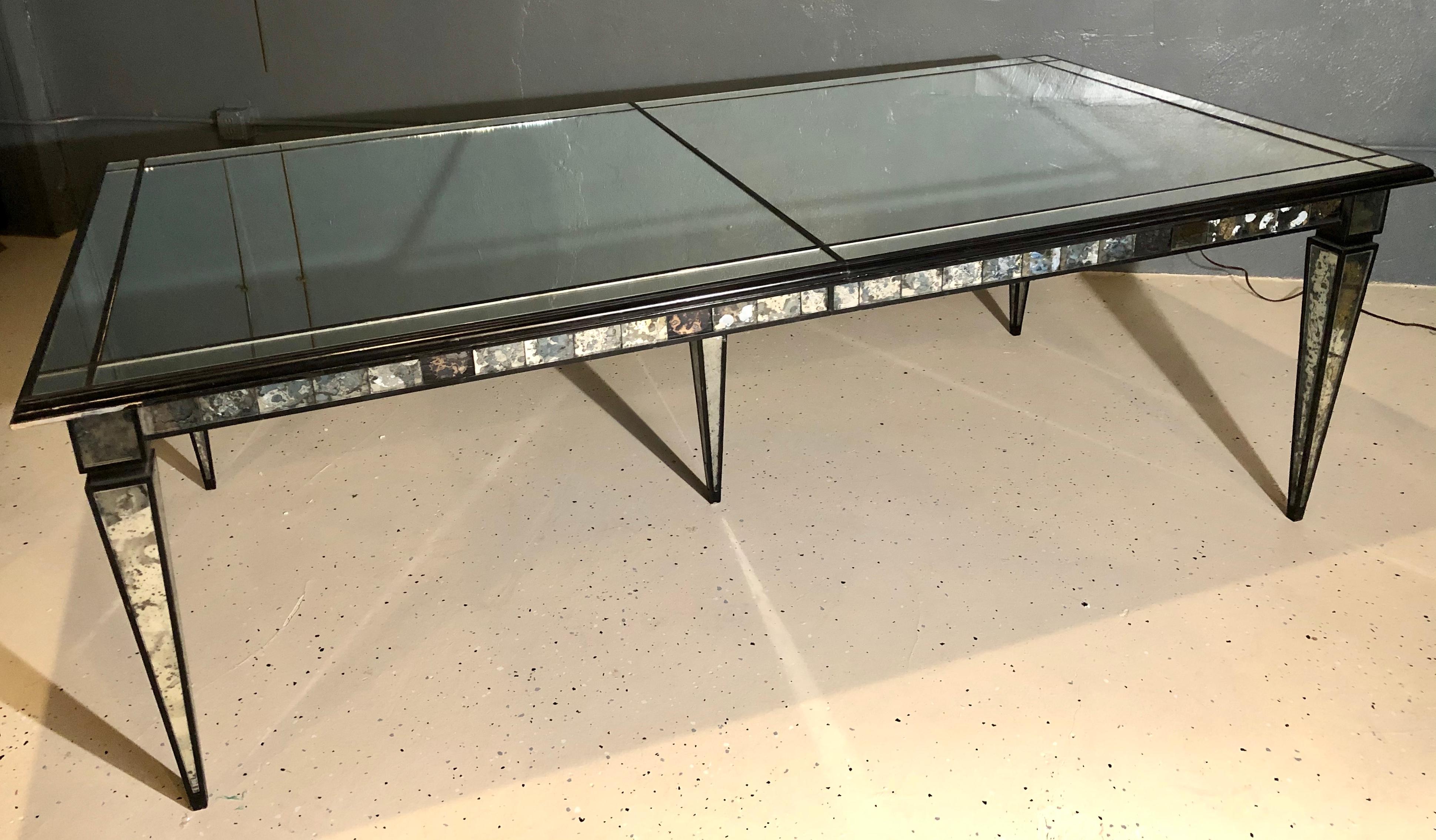 Hollywood Regency Style Mirrored Dining Room Center Table at 1stDibs ...