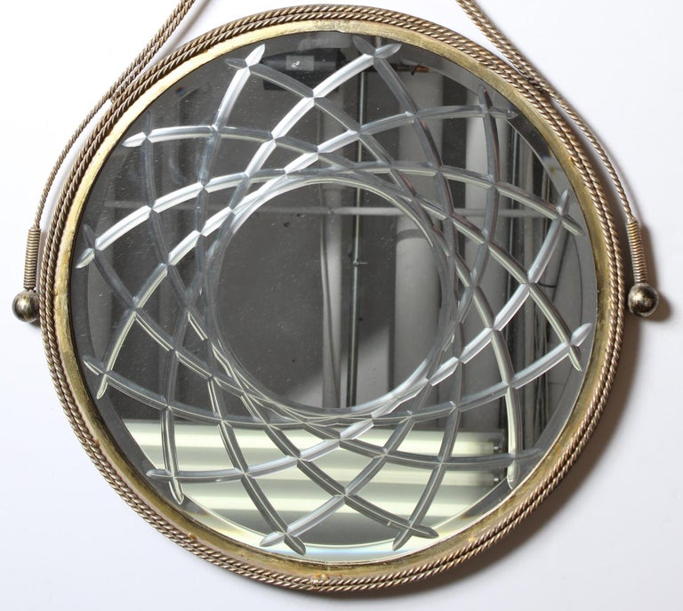Hollywood Regency Style Round Wall Mirror In Silver and Gilt at 1stDibs