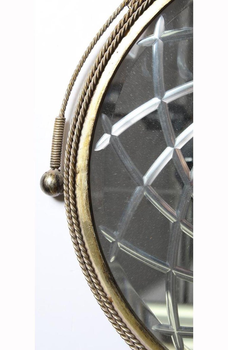 Hollywood Regency Style Round Wall Mirror In Silver and Gilt at 1stDibs