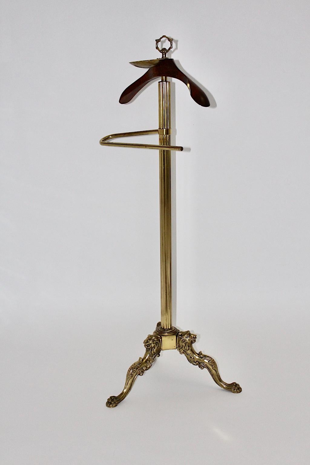 Hollywood Regency Style Vintage Brass Beech Valet Coat Rack 1970s Italy ...