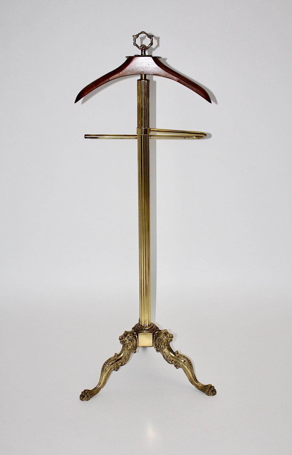 Hollywood Regency Style Vintage Brass Beech Valet Coat Rack 1970s Italy ...