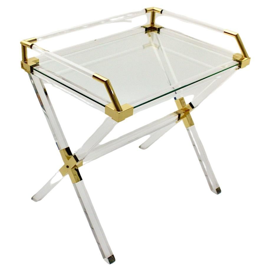 Hollywood Regency Style Vintage Lucite Gold Serving Table Lady Desk ...