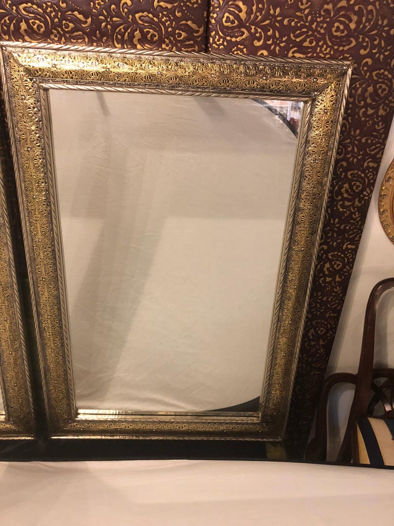 Hollywood Regency Style Wall or Console Mirror in Silver and Gold, a ...