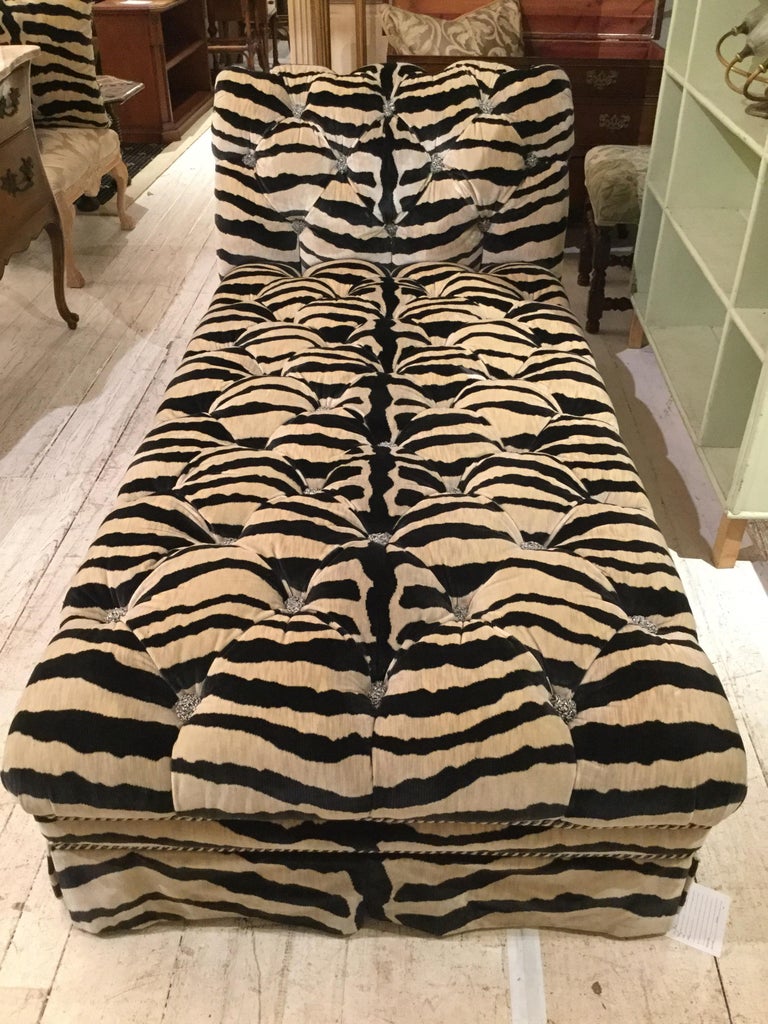 Hollywood Regency Style Zebra Print Velvet Chaise at 1stDibs | zebra ...