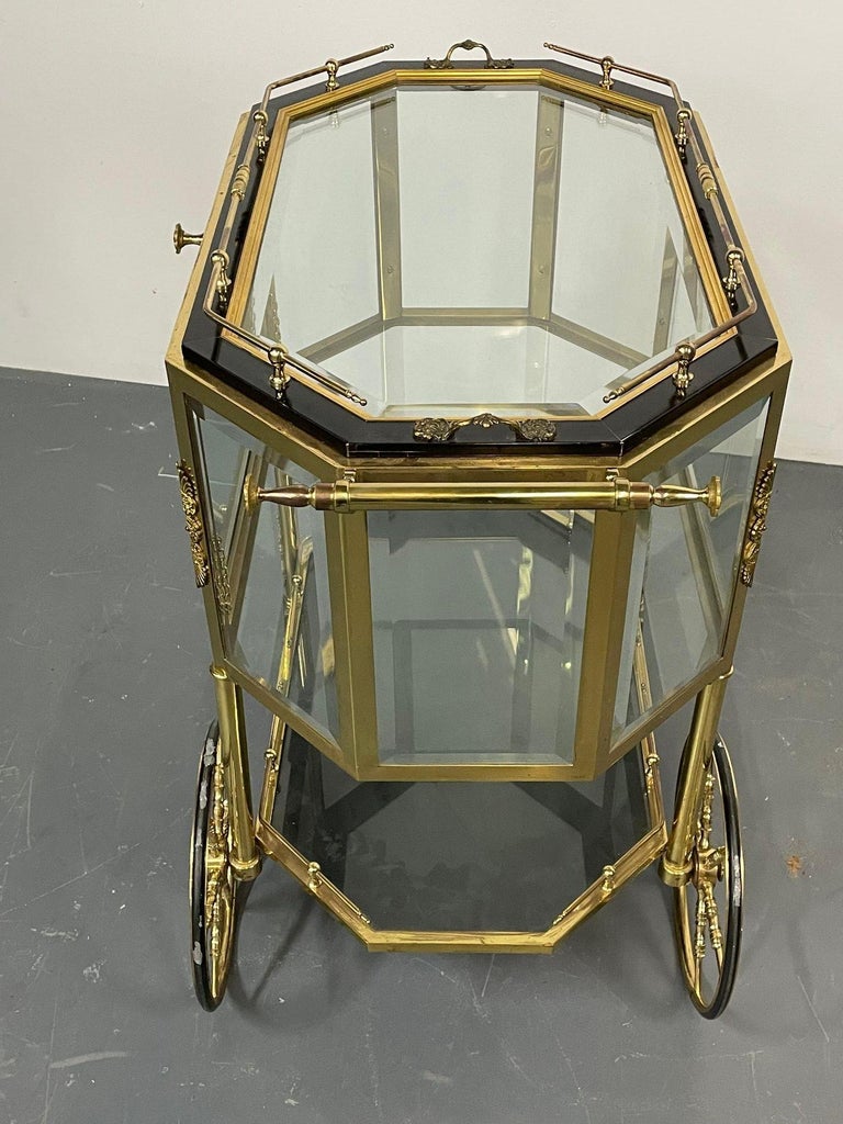 Hollywood Regency Tea Wagon or Serving Cart, Beveled Glass, Bronze and ...