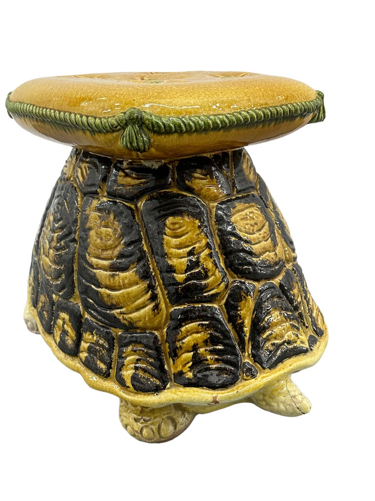 Hollywood Regency Terracotta Turtle Garden Plant Stand, Seat or Patio ...