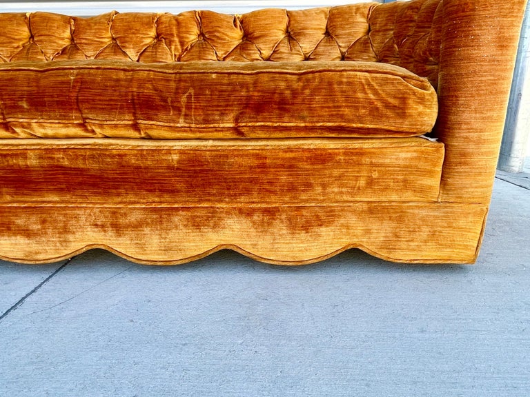 Hollywood Regency Velvet L-Shape Sectional For Sale at 1stDibs