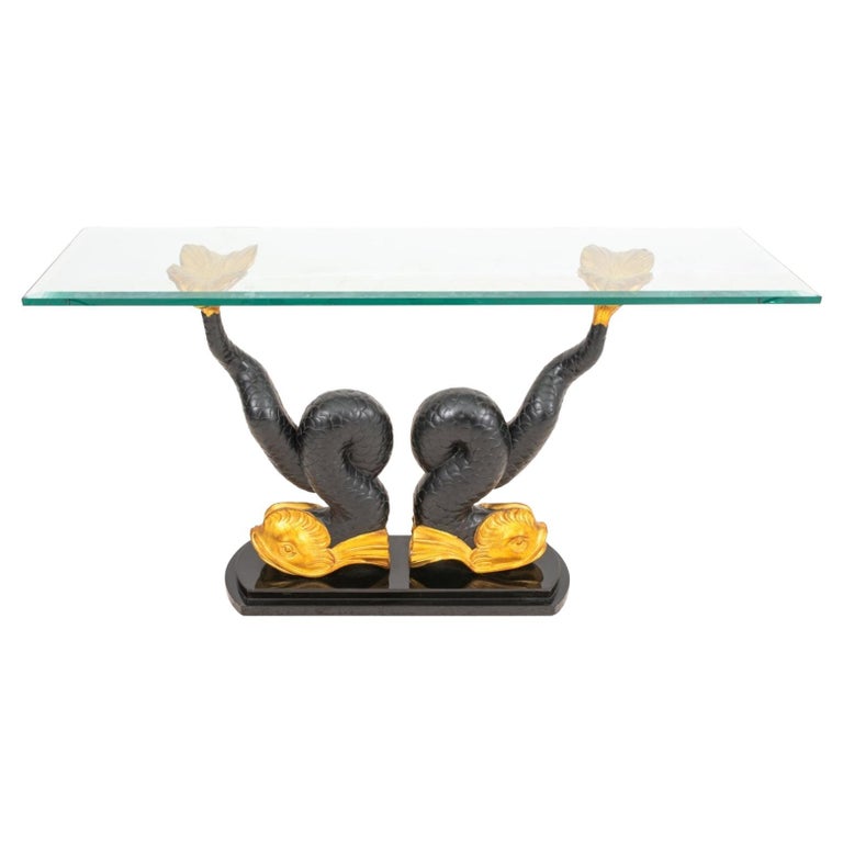 Hollywood Regency Venetian Style Dolphin Console For Sale at 1stDibs
