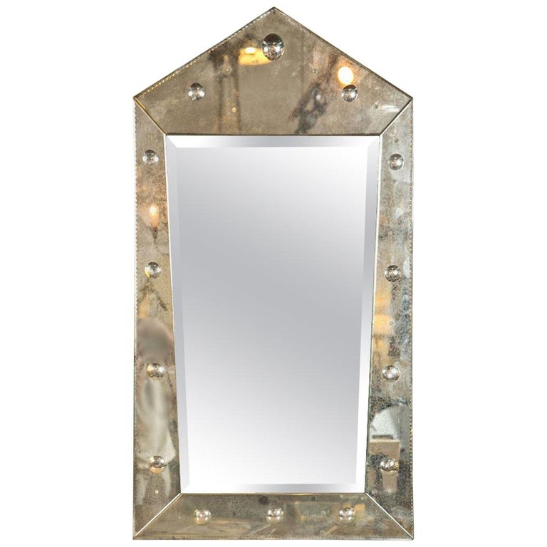 Hollywood Regency Venetian Style MIrror of Pyramid Design Venetian at ...