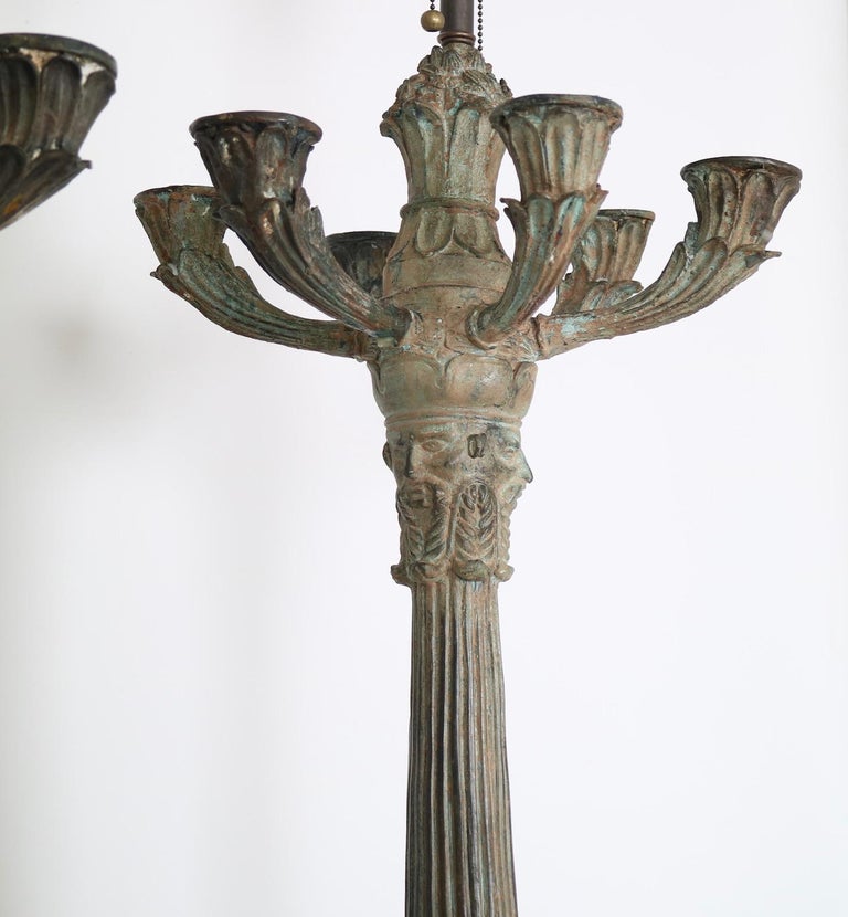 Hollywood Regency Verdigris Bronze Lamps at 1stDibs