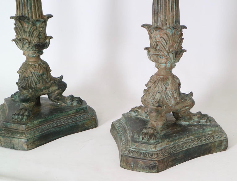 Hollywood Regency Verdigris Bronze Lamps at 1stDibs