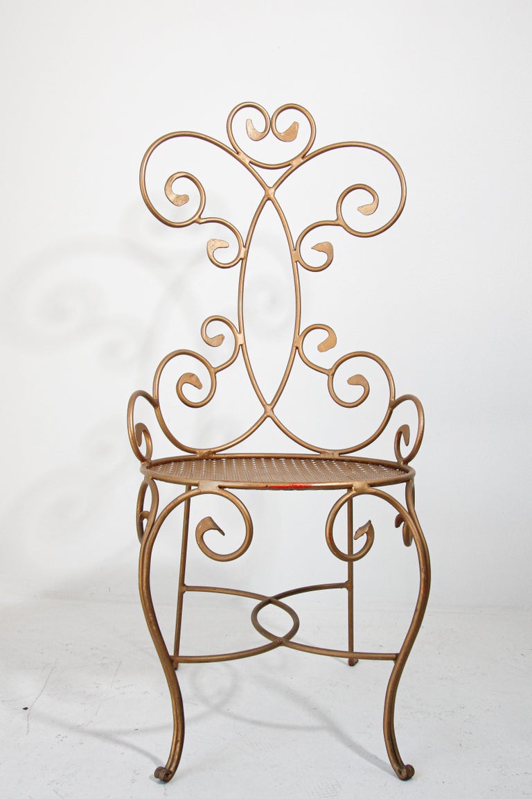 Hollywood Regency Vintage Italian Gilt Iron Sculptural Chair For Sale ...