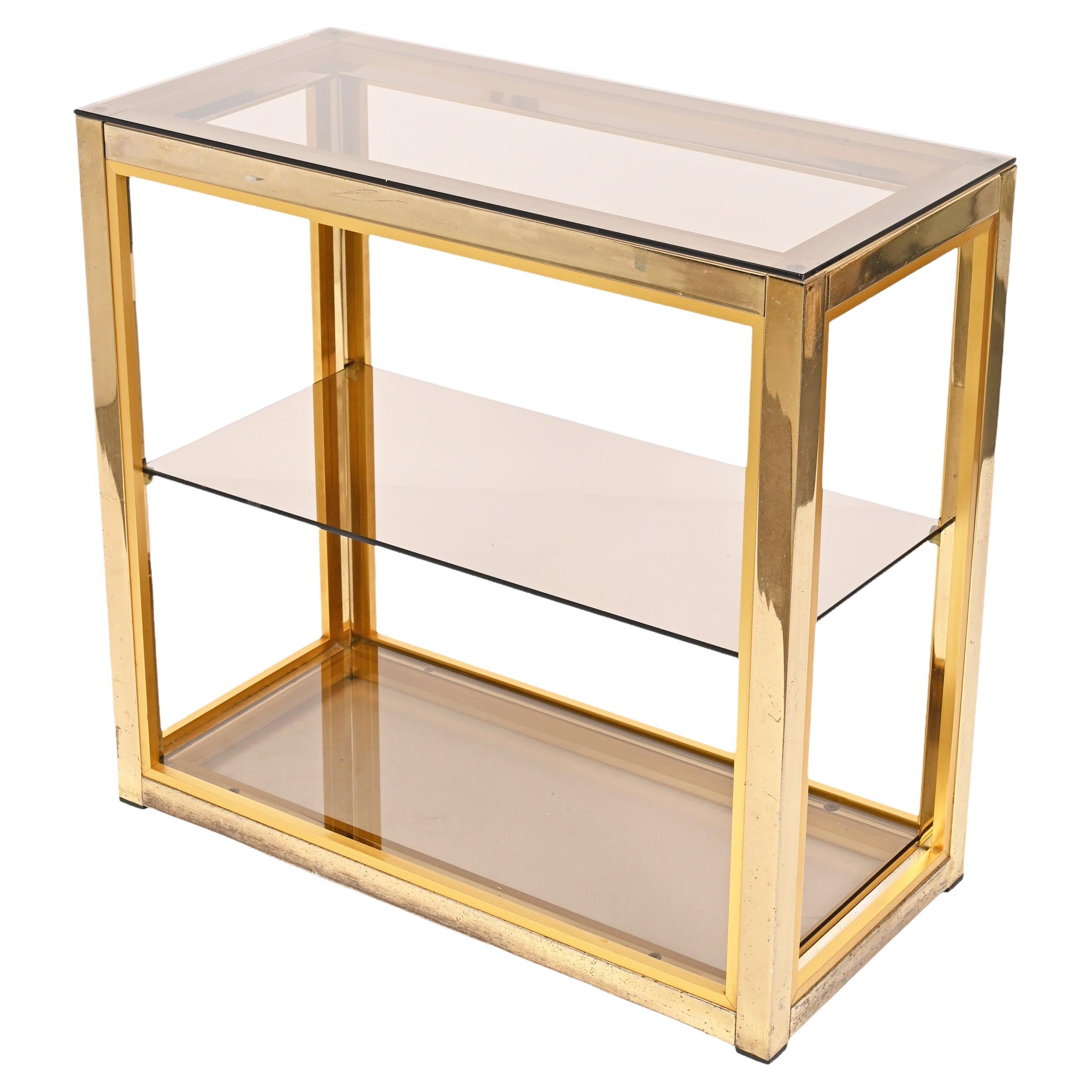 Hollywood Regency Zevi for Rega Gilded Brass Italian Bookcase with ...