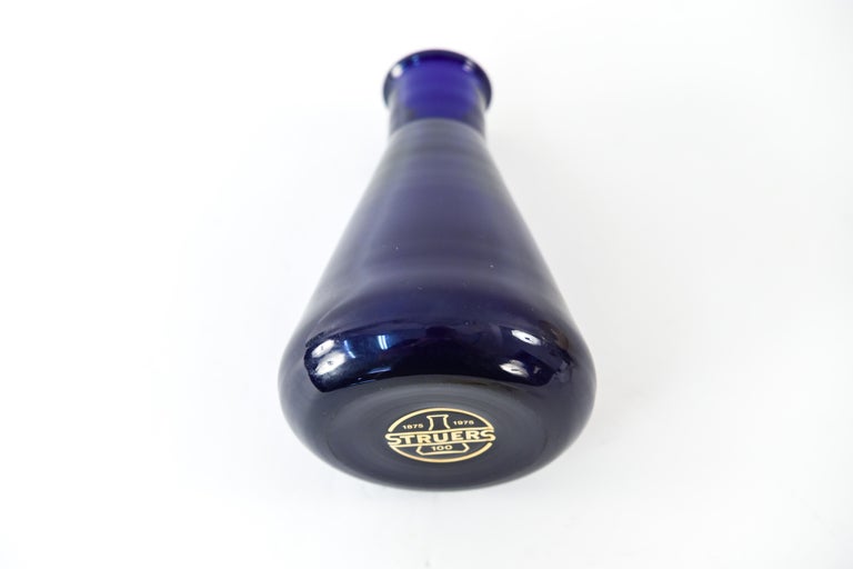 Holmegaard Blue Glass Danish Midcentury Vase For Sale at 1stDibs