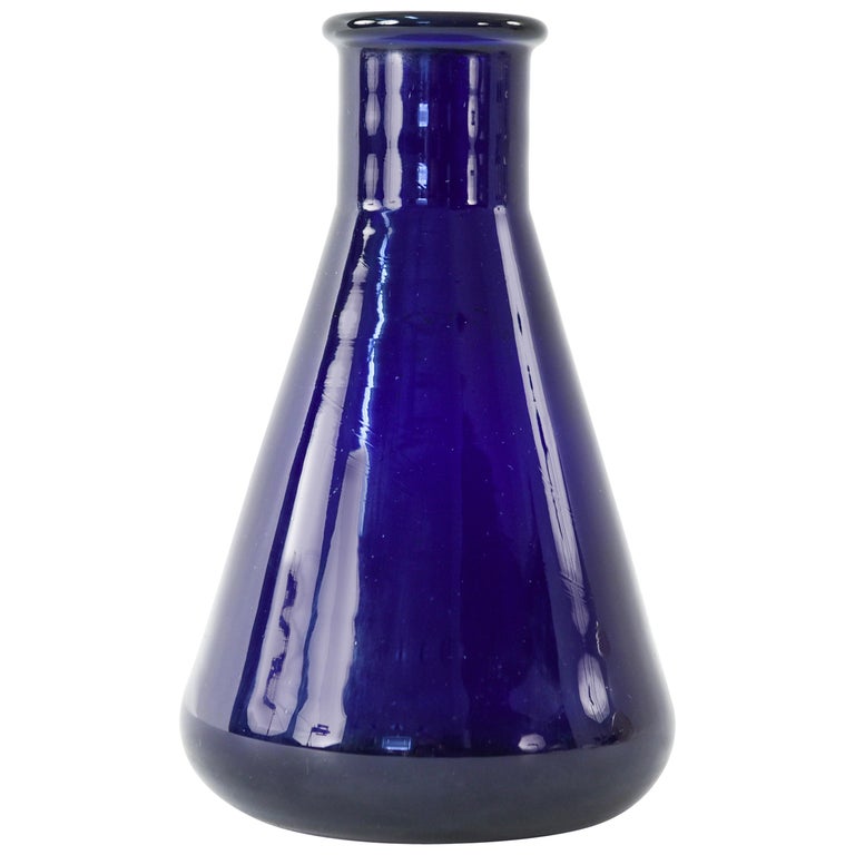 Holmegaard Blue Glass Danish Midcentury Vase For Sale at 1stDibs