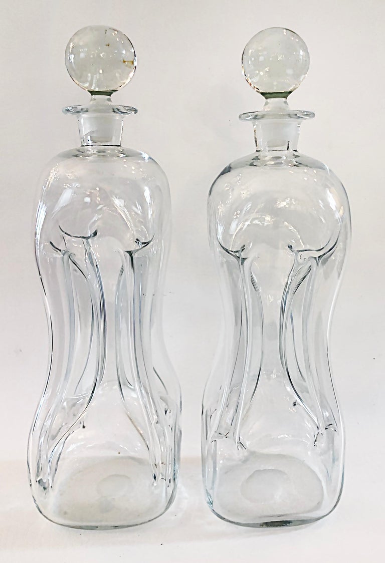 Holmegaard Danish Jacob E. Bang Decanters/Stoppers, 1960s, Pair For Sale at 1stDibs