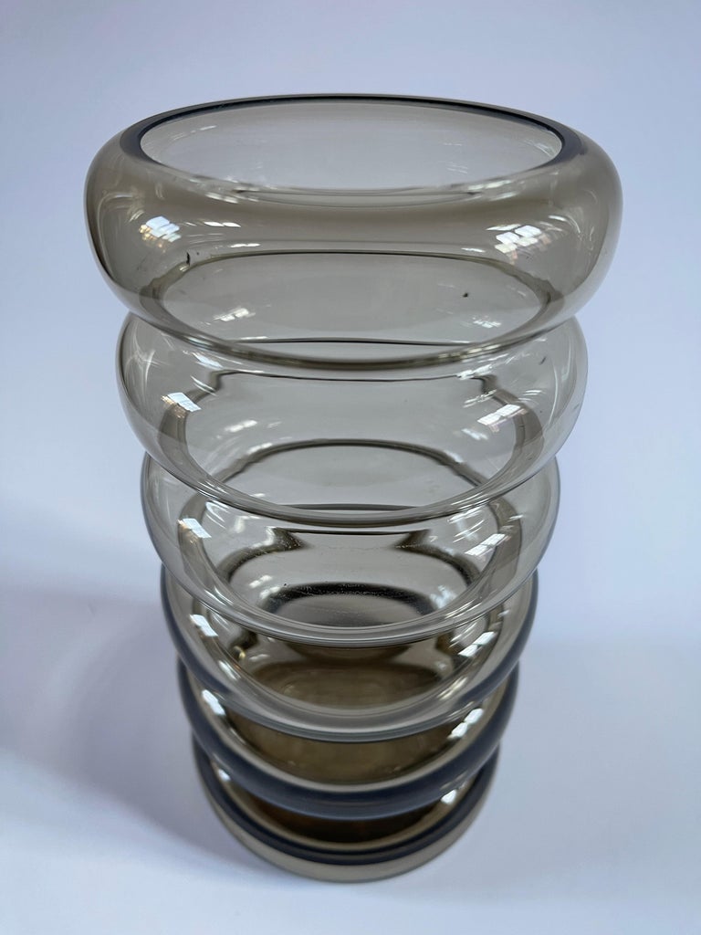 Holmegaard Danish Modern Smoke Glass Beehive Vase For Sale at 1stDibs