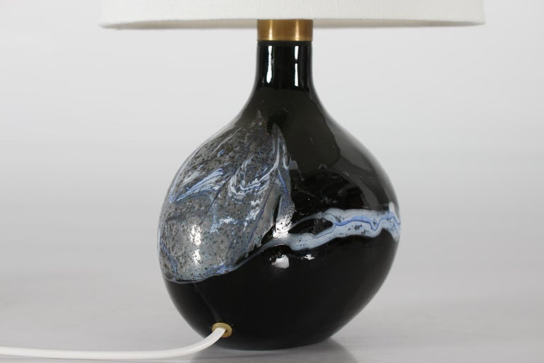 Holmegaard Dark Green Sculptural Glass Table Lamp Small, Danish Modern ...