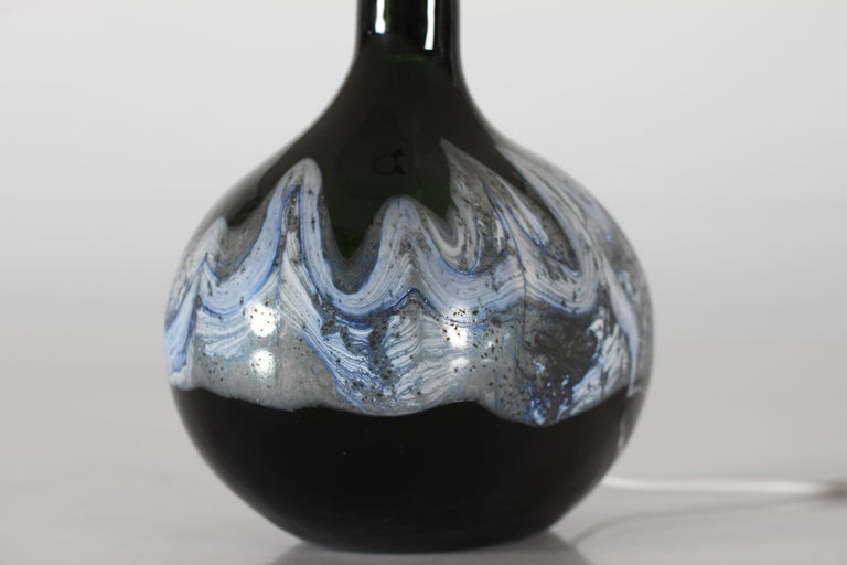 Holmegaard Dark Green Sculptural Glass Table Lamp Small, Danish Modern ...