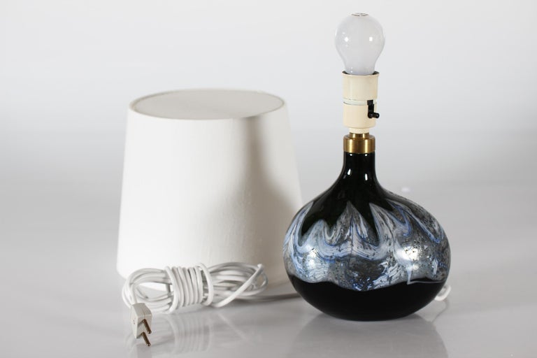 Holmegaard Dark Green Sculptural Glass Table Lamp Small, Danish Modern ...
