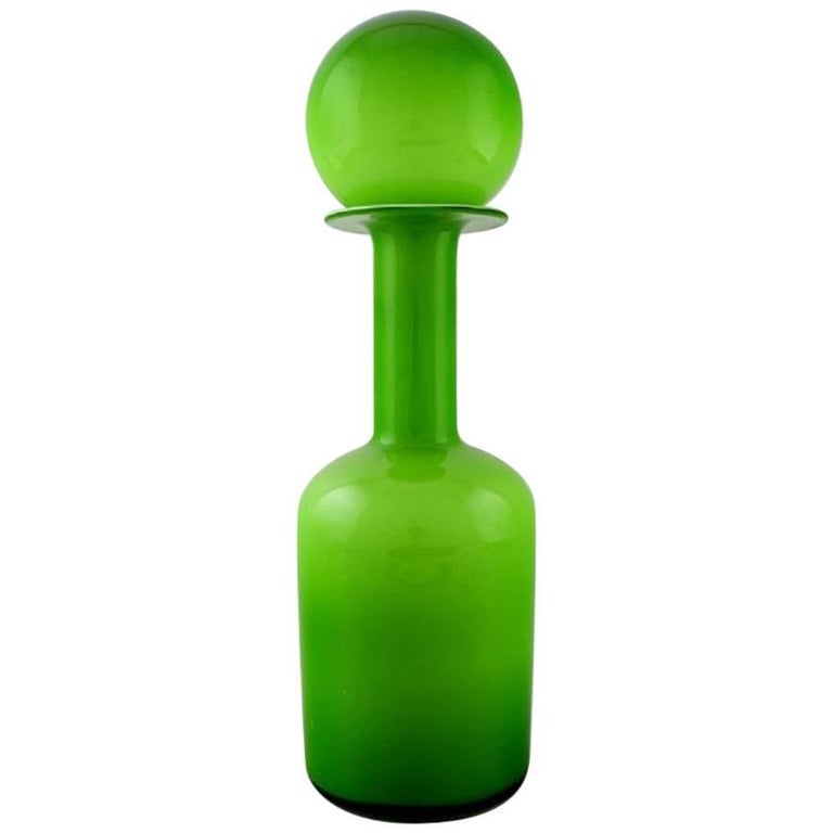 Holmegaard Large Bottle, Otto Brauer. Spherical Stopper, Bottle in ...